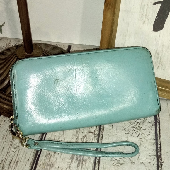 Fossil | Bags | Vintage Fossil Light Aqua Blue Leather Folding Envelope ...